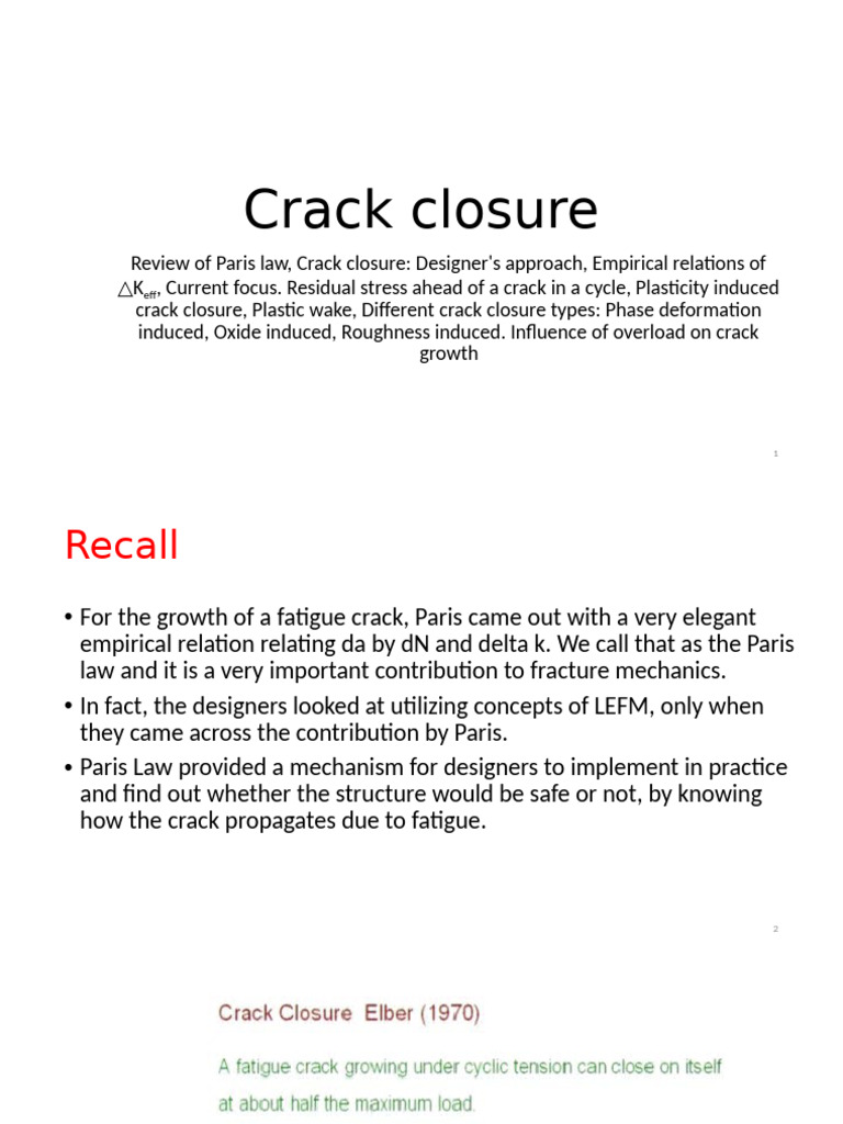 Understanding Crack Closure in Fracture Mechanics | PDF | Fracture ...