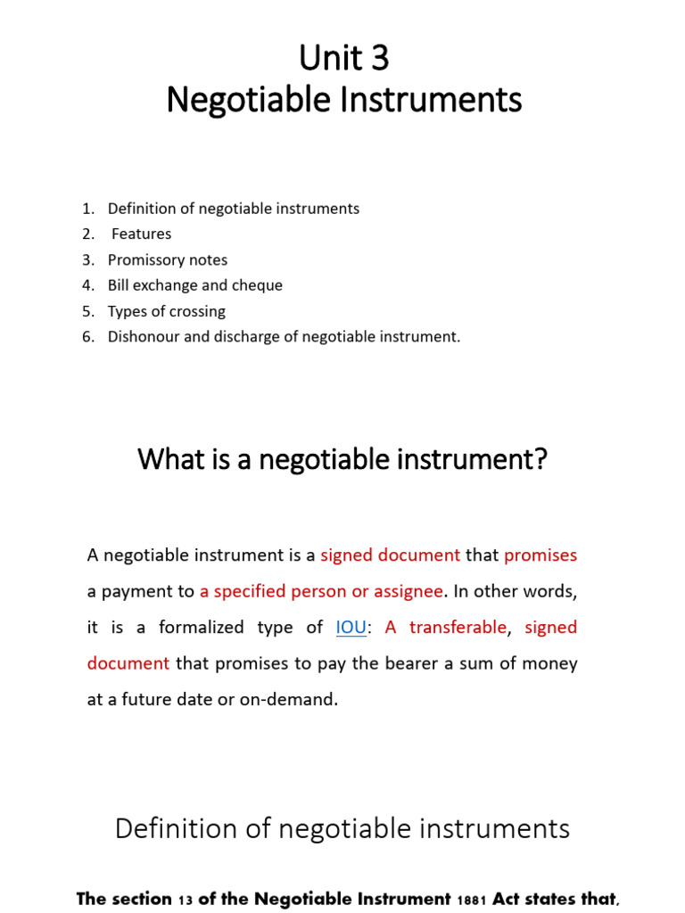 CH3-BRF-CSY: Negotiable Instruments | PDF | Negotiable Instrument | Cheque
