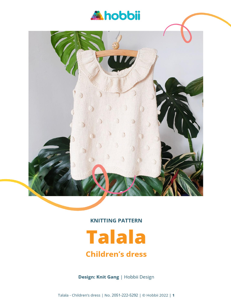 Talala Kids Dress Knitting Pattern | PDF | Knitting | Basic Knitted Fabrics