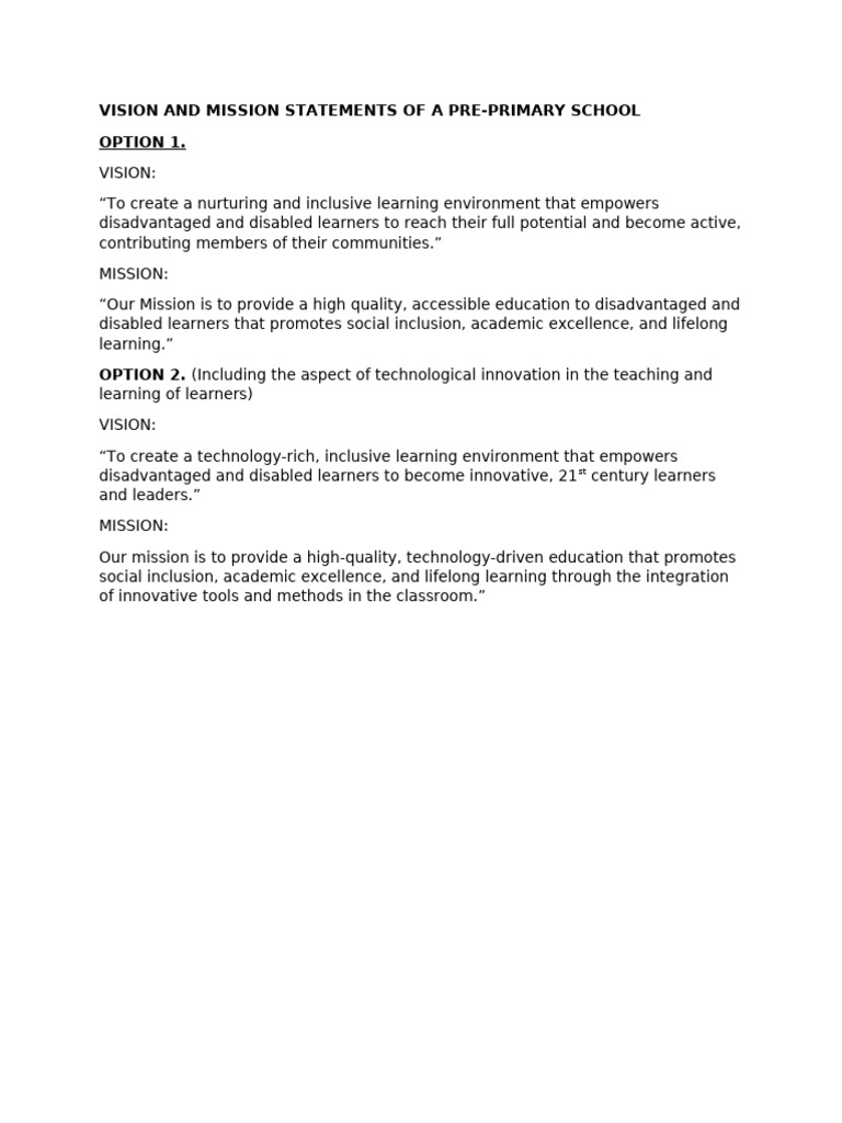 Vision and Mission Statements | PDF