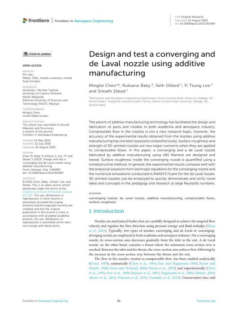 Design and Test A Converging and de Laval Nozzle U | PDF | Mach Number ...