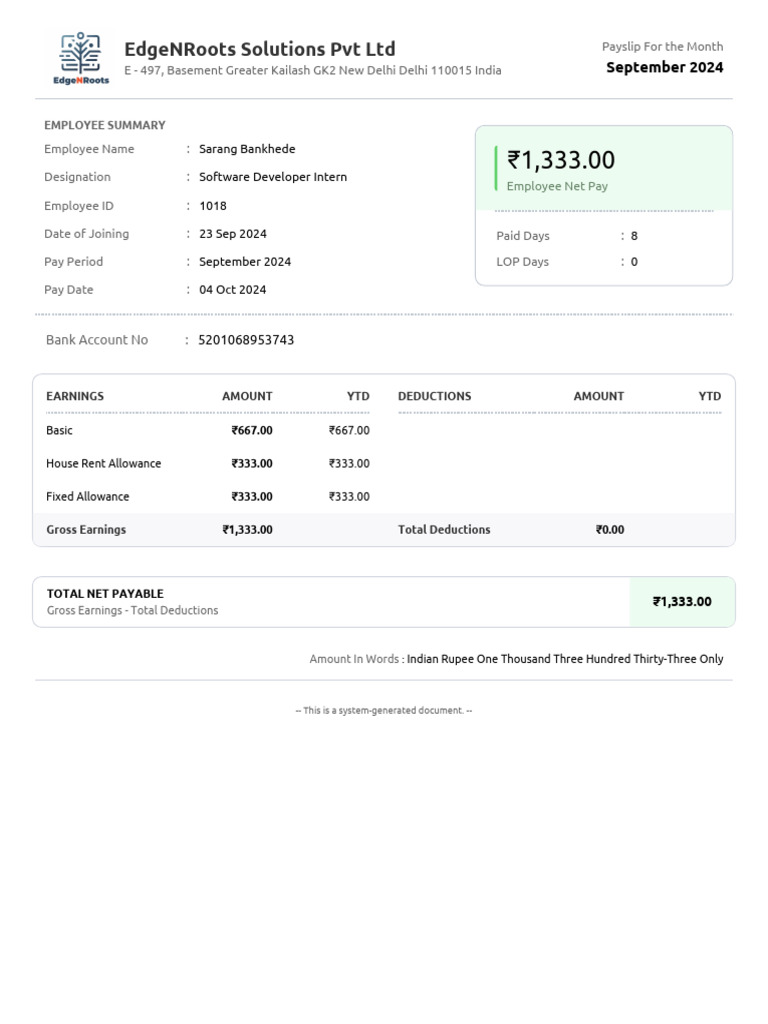 Payslip 1018 Sep 2024 | PDF