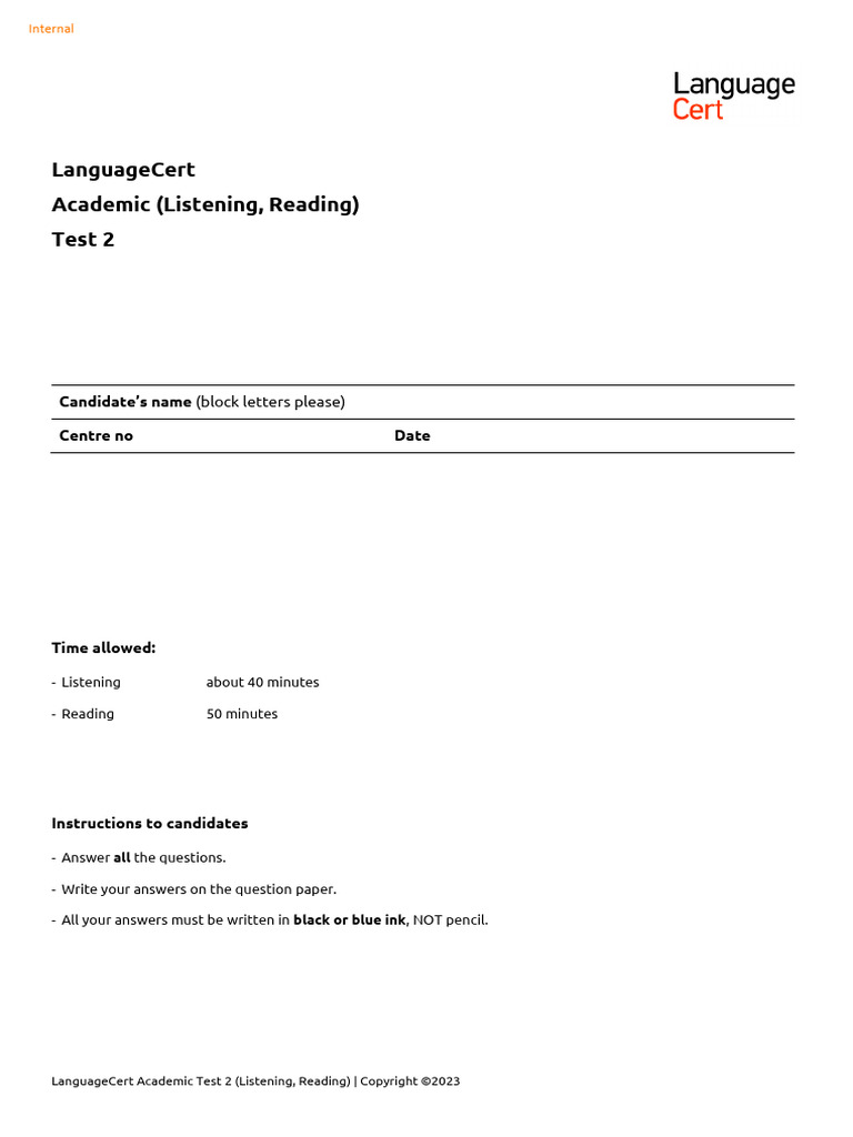 LC Academic Test 2 - Exam Paper (LR) | PDF | Snow | Precipitation