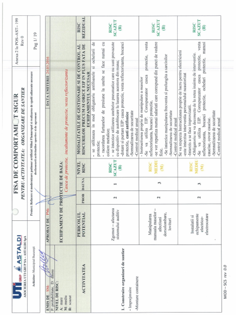 ANEXA 2.1 - Fise de Comportament Sigur | PDF