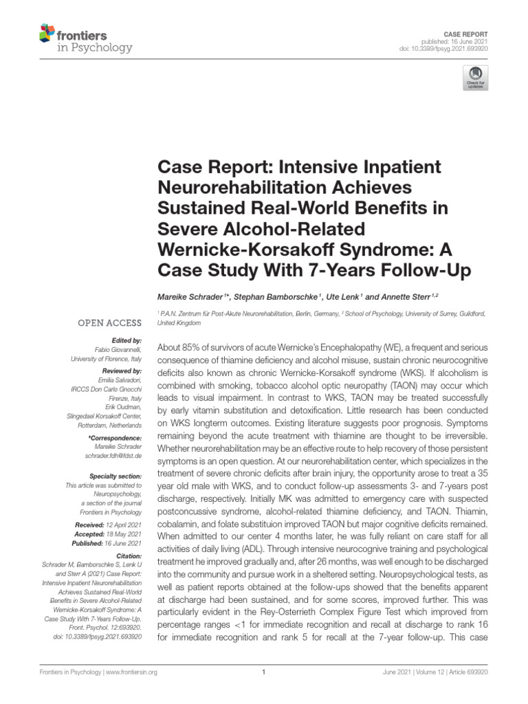 Case Report Intensive Inpatient Neurorehabilitatio | PDF | Neuroscience ...