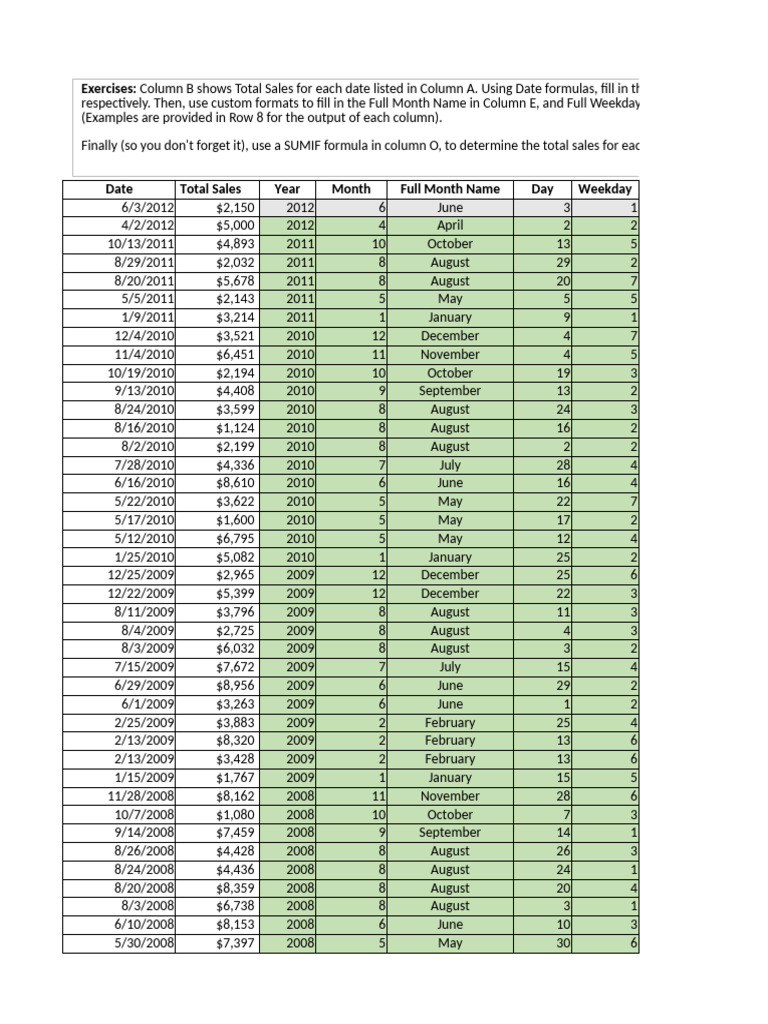 Section II - Date Formulas Quiz | PDF | Workweek And Weekend