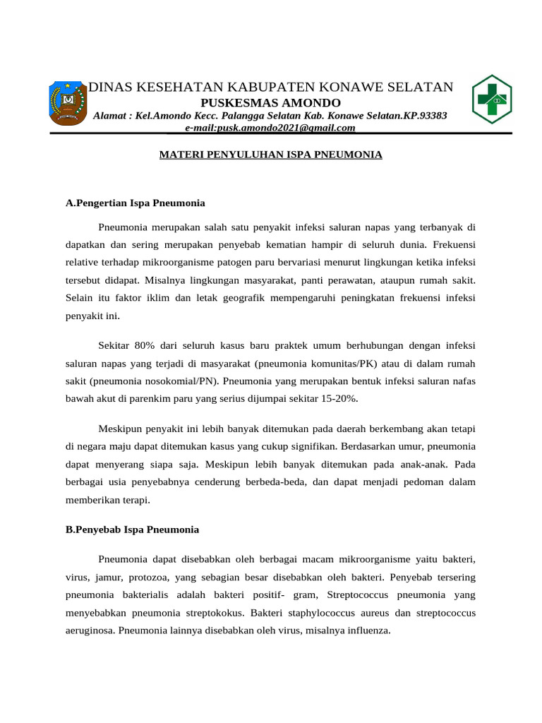 Materi Ispa Pneumonia 2022 | PDF