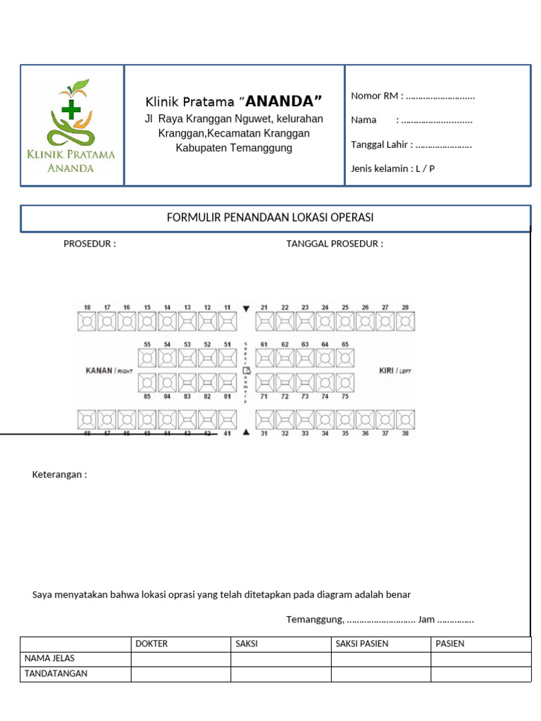 Form Penandaan Sisi Operasi Gigi | PDF