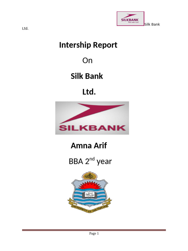 BBA Internship Report: Silk Bank | PDF | Banks | Transaction Account