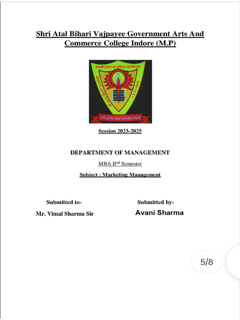 Avani Sharma (Marketing Management) | PDF