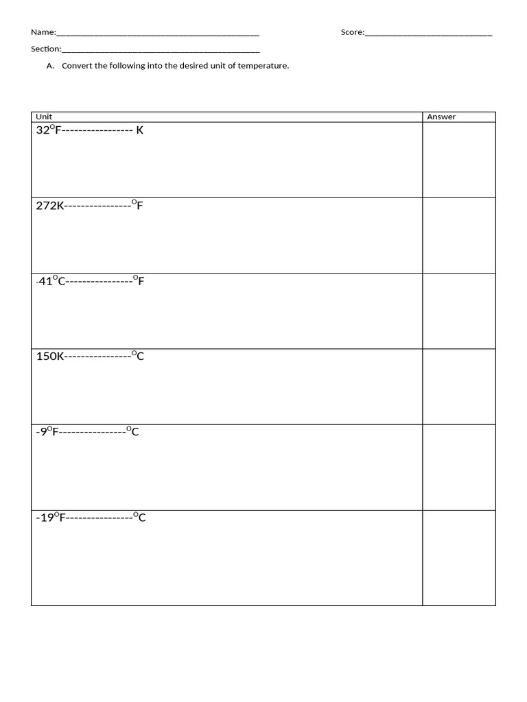 Temperature Conversion | PDF