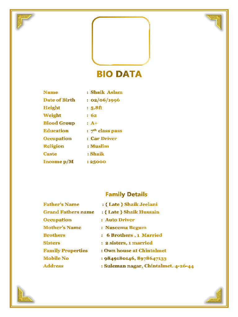 Aslam Bio Data | PDF