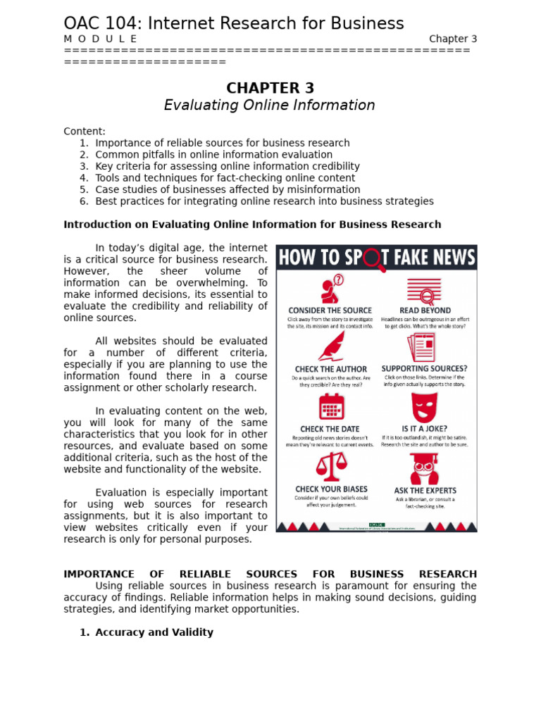 Evaluating Online Information for Business | PDF | Social Media ...