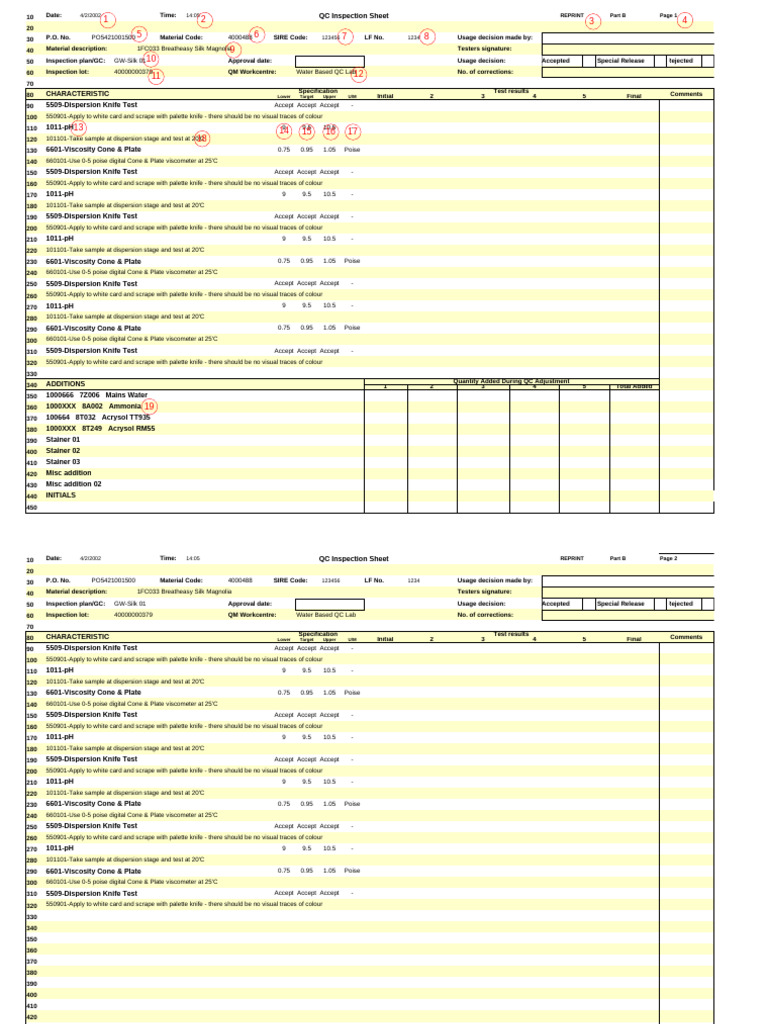 QM UK QC Inspection Sheet | PDF