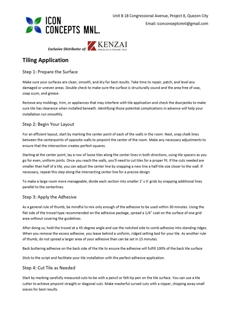 Tile Application Procedure Guide | PDF | Tile | Adhesive