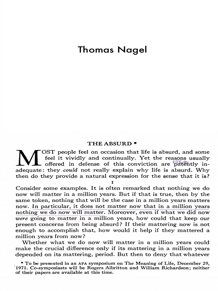 Nagel-The-Absurd | PDF