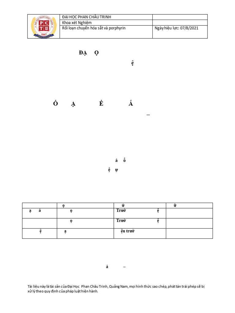 GT - XN-HS3-Rối Loạn Chuyển Hóa Sắt Và Porphyrin | PDF