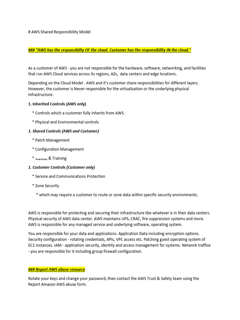 AWS Shared Responsibility Model | PDF | Cloud Computing | Amazon Web Services