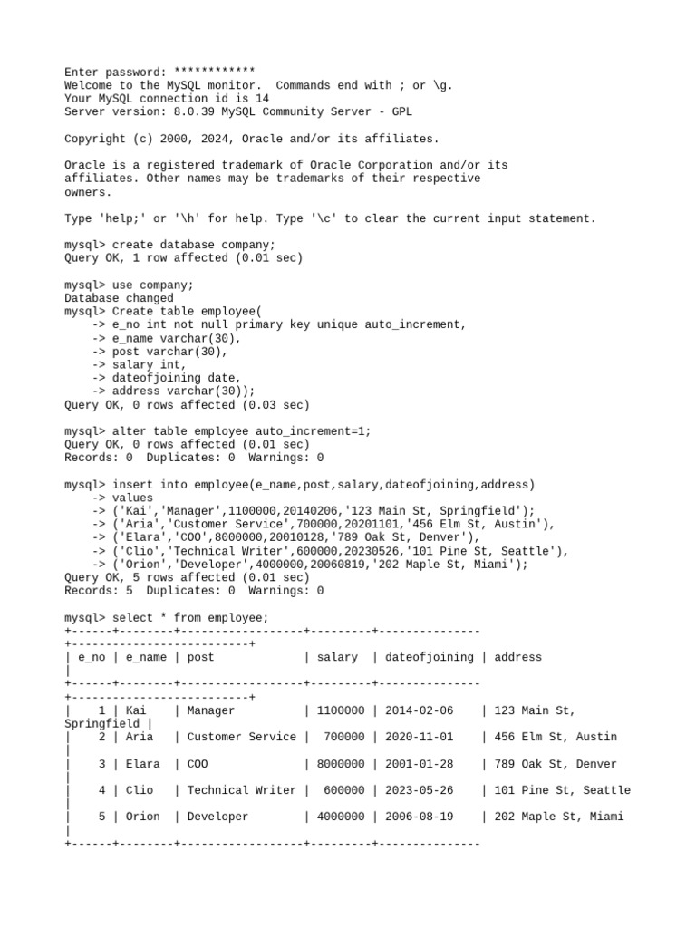 Assignment 1 Part 2 | PDF | My Sql | Databases Assignment 1 Part 2 | PDF | My Sql | Databases