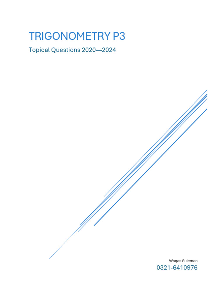 Trigonometry P3 Topical Questions 2020-2024 | PDF