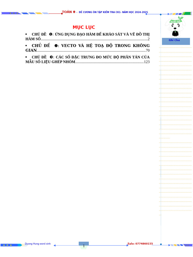 Full de Cuong On Tap Kiem Tra CK1 - Toán 12-CTM 2025 Vip | PDF