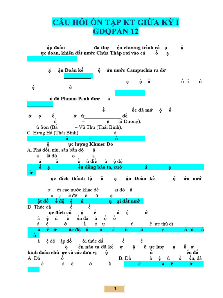GDQP 12 Giữa Kì 1 | PDF