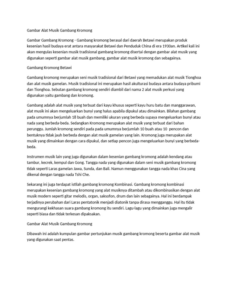 Gambar Alat Musik Gambang Kromong | PDF