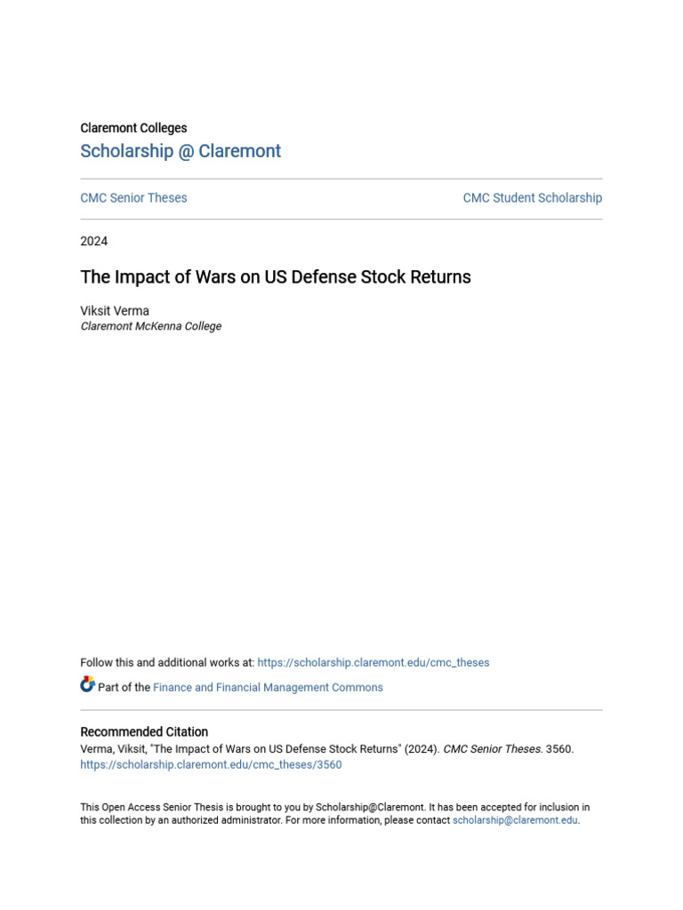 Wars and US Defense Stock Returns Analysis | PDF | Market (Economics ...
