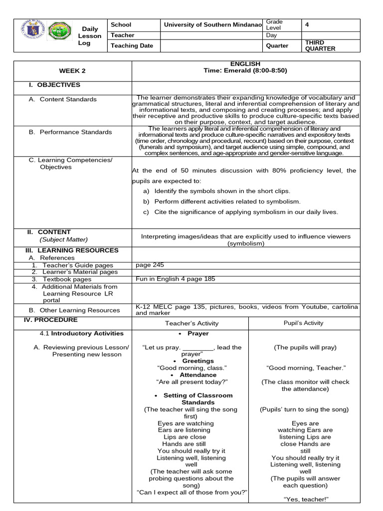 Symbolism LP 1 | PDF | Symbols | Reading Comprehension