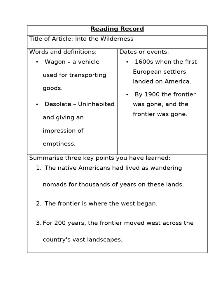 Reading Record | PDF