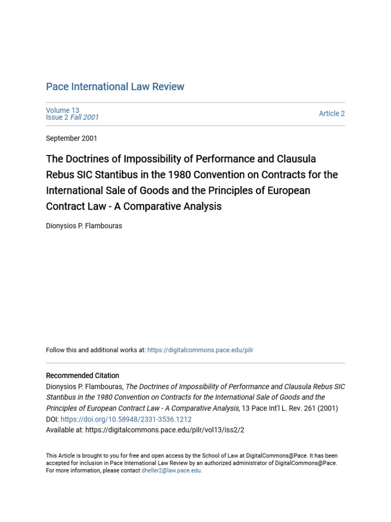 The Doctrines of Impossibility of Performance and Clausula Rebus | PDF ...