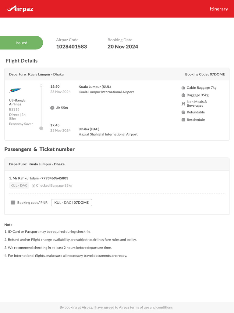 Flight Ticket. | PDF