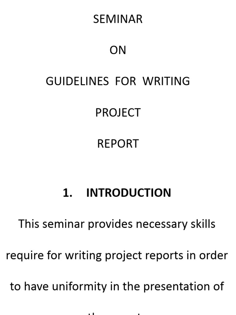 Guidelines For Writing Project Seminar | PDF | Citation | Methodology