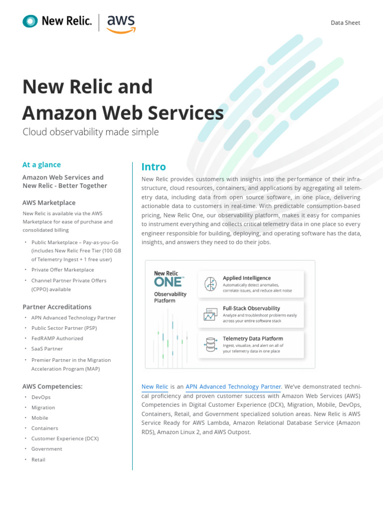 Datasheet-New Relic-for-AWS | PDF | Amazon Web Services | Cloud Computing