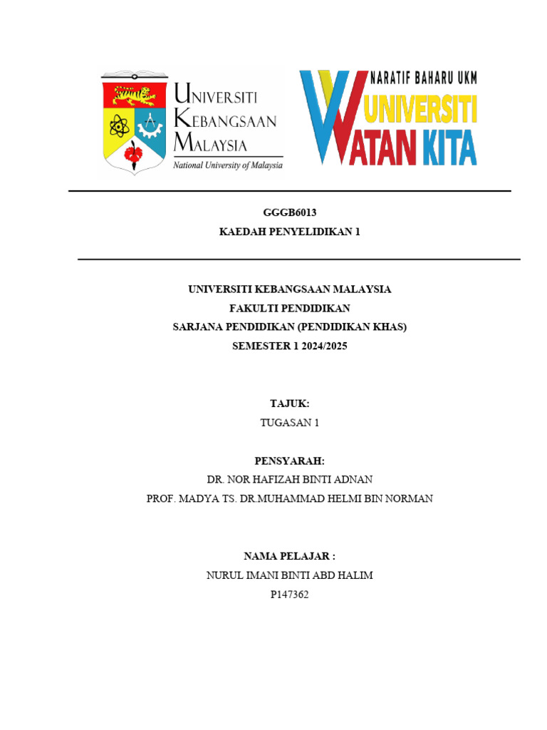 Cover Page Asaimen Ukm | PDF