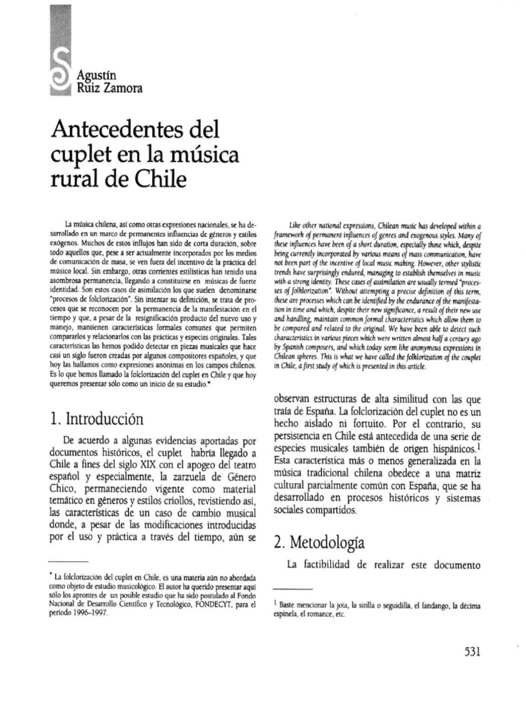 Antecedentes Del Cuplet en La Música de Chile | PDF | Chile | Partituras