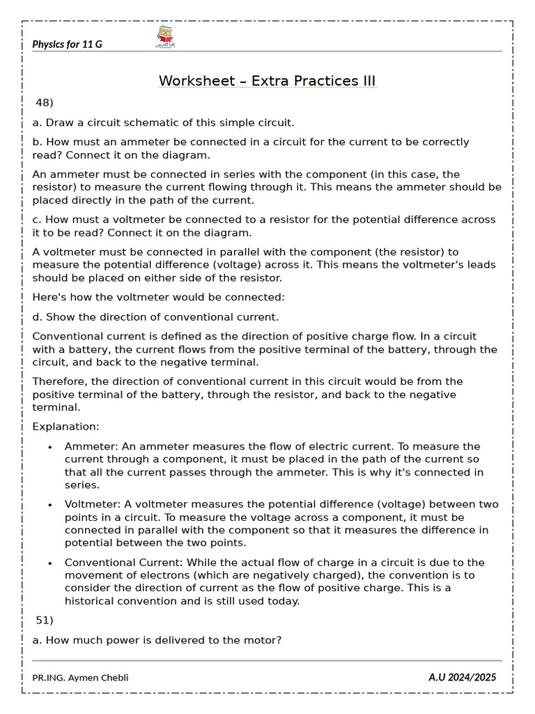 Worksheet C - Extra Practices | PDF | Voltage | Electric Current