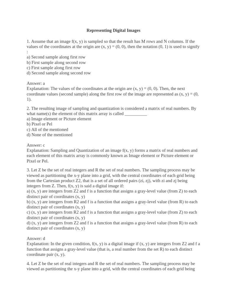 Image Processig Mcqs QIP | PDF | Data Compression | Signal Processing