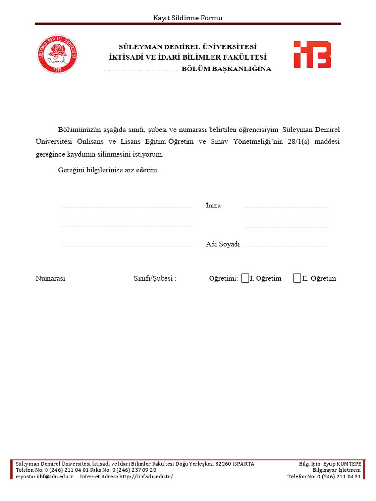 Kayit Sildirme Formu 20102017 | PDF