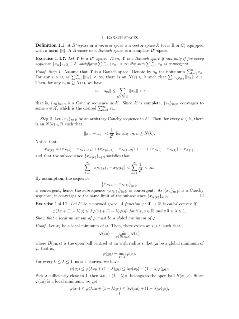 Understanding Banach Spaces and Minkowski Functionals | PDF | Banach ...