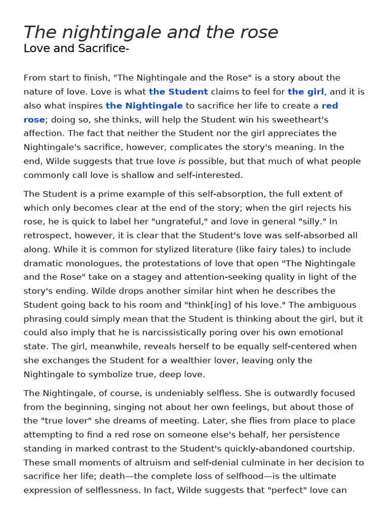 The Nightingale and The Rose | PDF | Altruism | Rationality