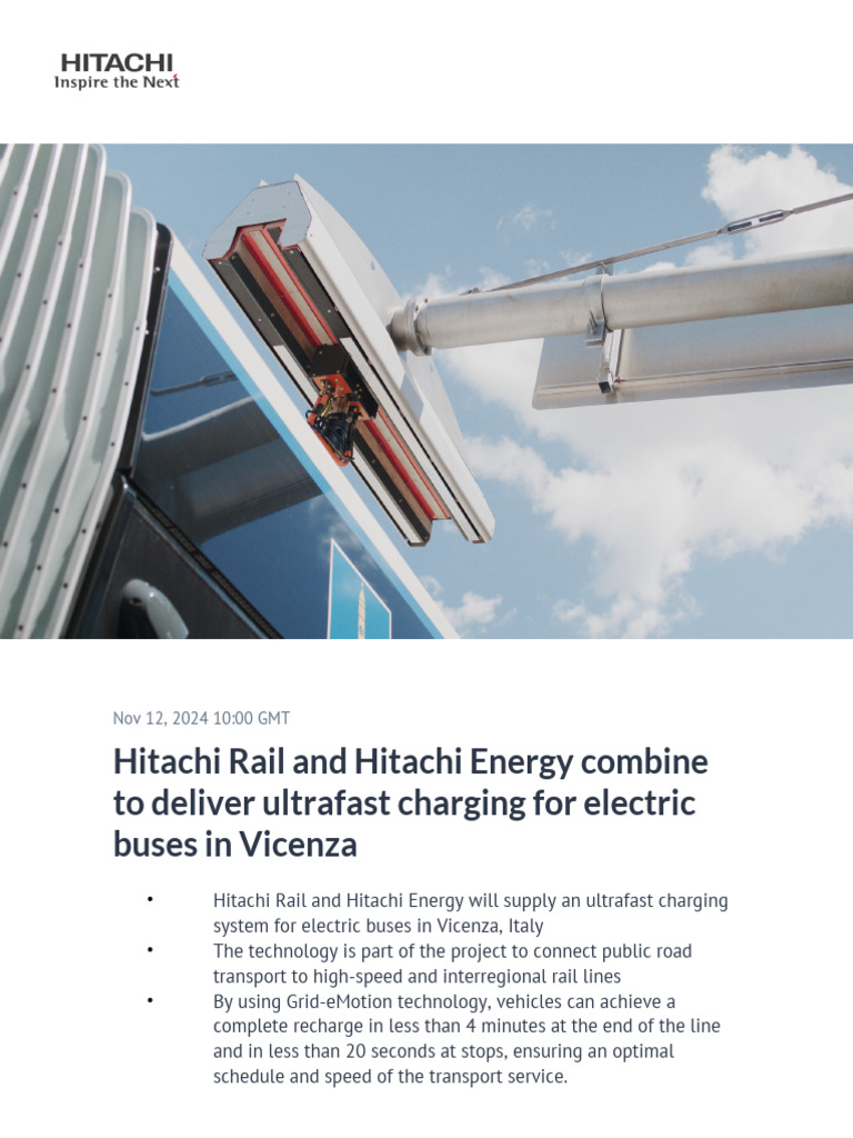 Hitachi Rail and Hitachi Energy Combine To Deliver Ultrafast Charging ...