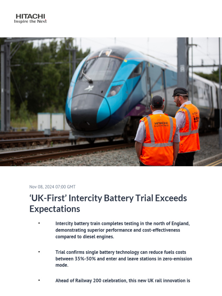 UK's First Intercity Battery Train Trial | PDF | Rail Transport | Train