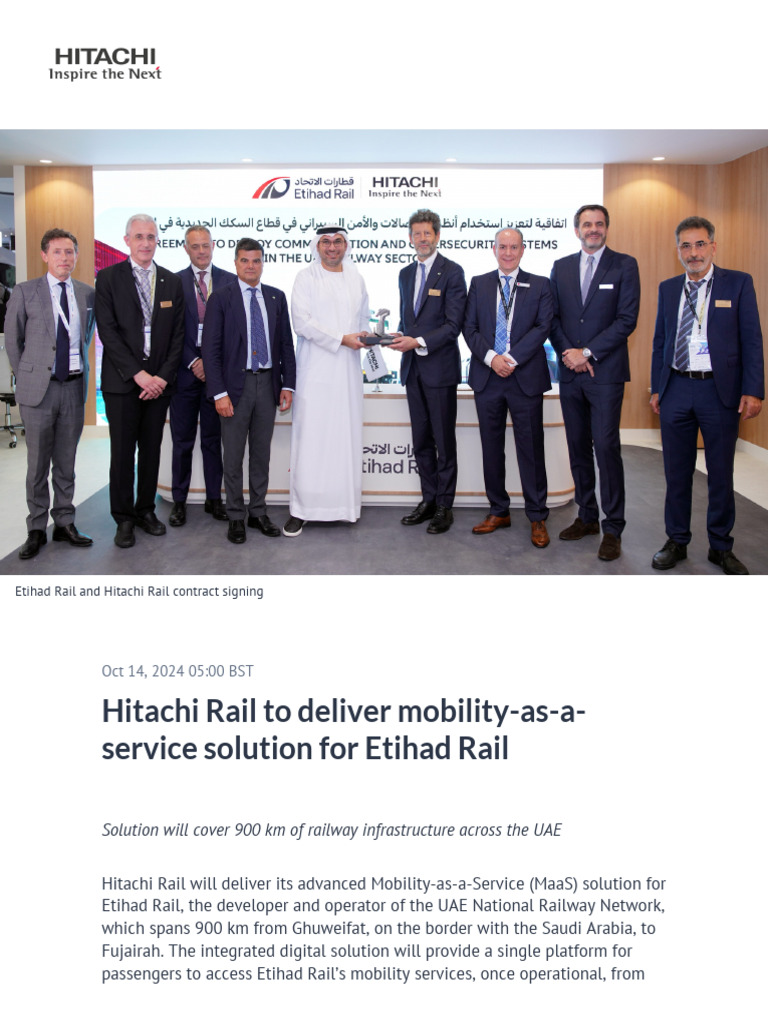 Hitachi Rail's MaaS for Etihad Rail Project | PDF | Rail Transport ...