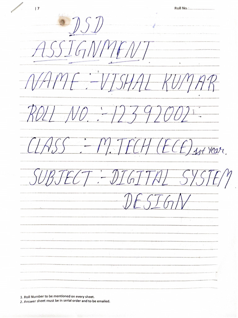 Vishal Kumar (12392002) DSD Assignment-1 | PDF