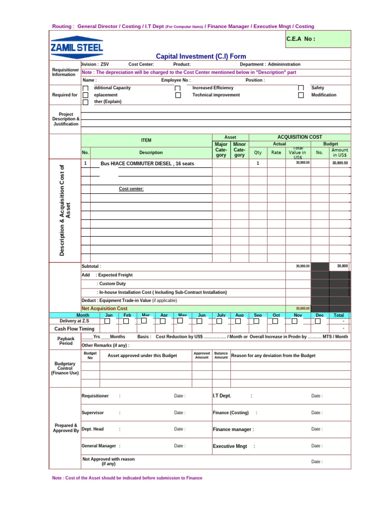 Capital Investment Asset Forms | PDF | Depreciation | Financial Services