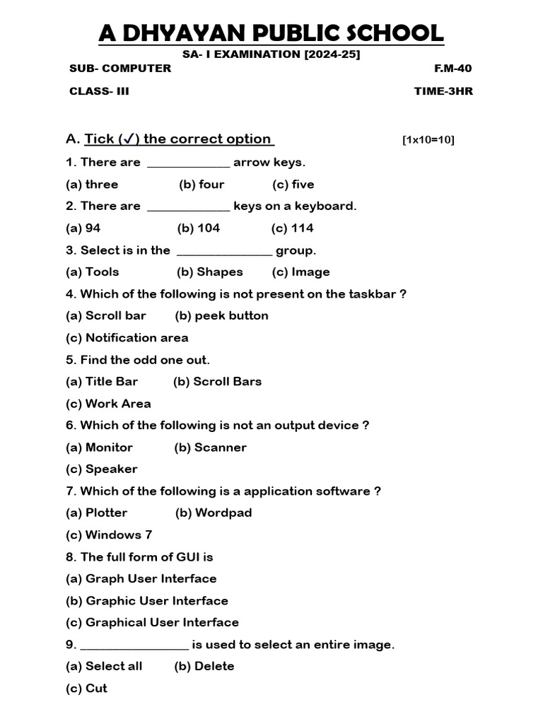 Class 3 Computer | PDF | Graphical User Interfaces | Computer Engineering Class 3 Computer | PDF | Graphical User Interfaces | Computer Engineering