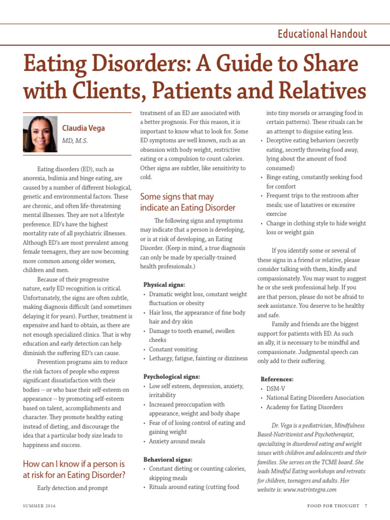 FFTHandout2016Summer2016 EatingDO | PDF | Eating Disorder | Mental Disorder