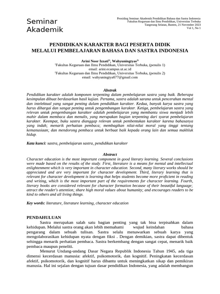 Draf Prosiding Jurnal Pbsi Tyas | PDF