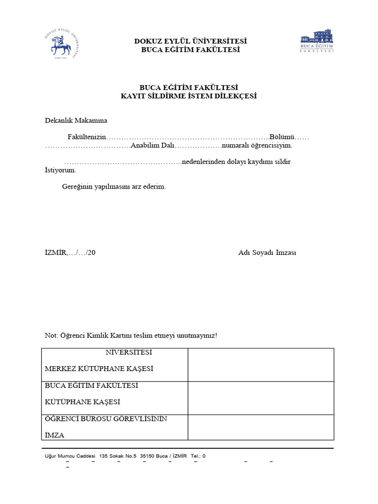 Kayit Sildirme Istem Dilekcesi | PDF